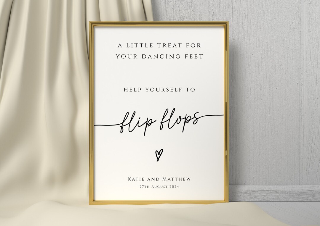 Wedding Flip Flops Sign Template, Treat for Your Dancing Feet Printable Sign, Modern Handwriting ...