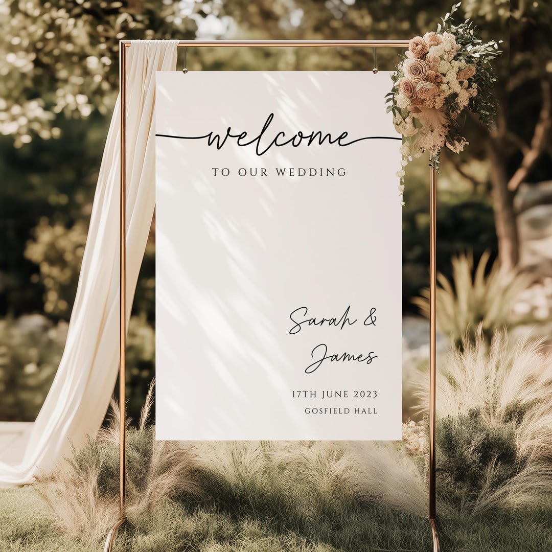 Simple Wedding Welcome Sign Template, Vertical Welcome to Our Wedding ...