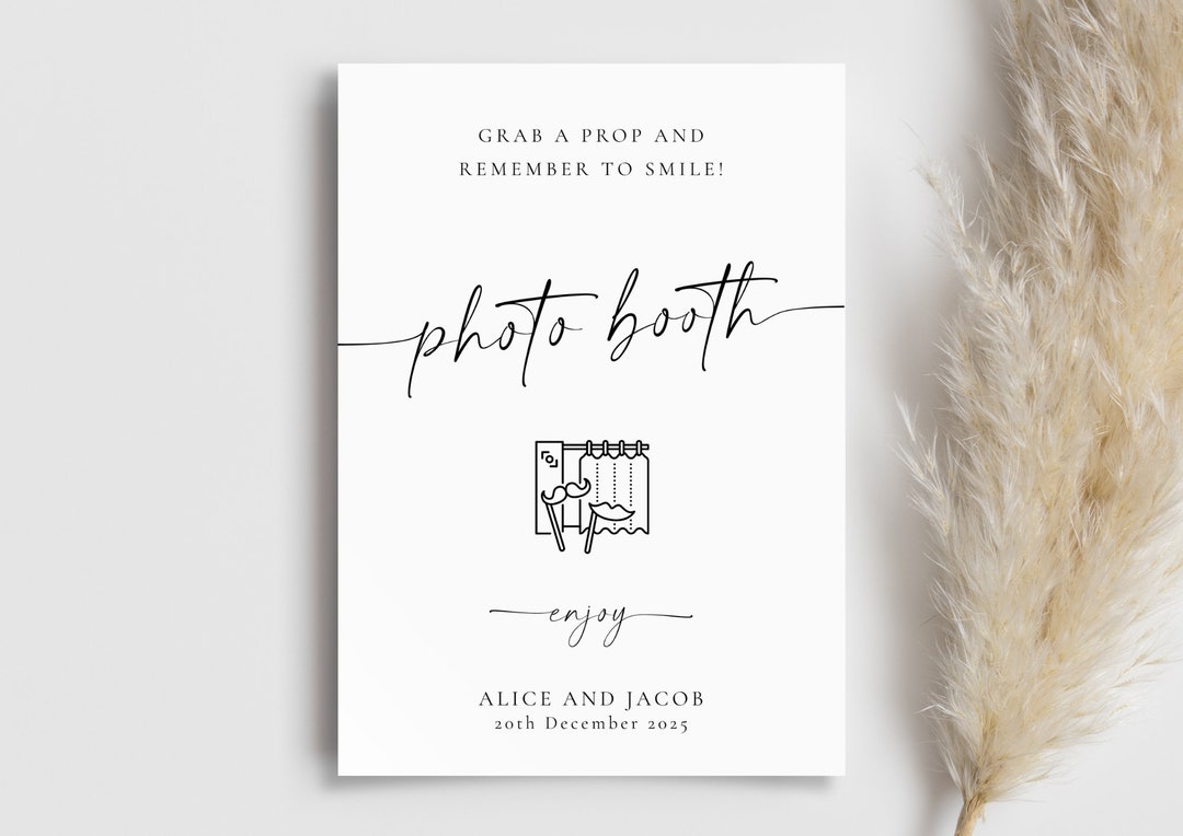 Photo Booth Sign Printable Template, Wedding Photo Booth Icon Sign ...