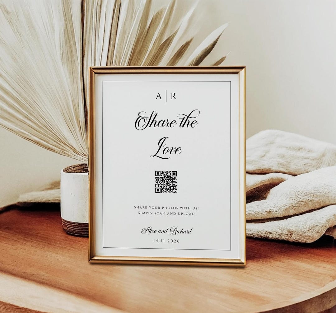 Wedding QR Code Sign Template: Elegant Monogram (digital Download) - Etsy