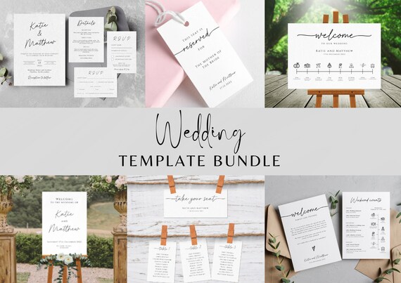 Simple Wedding Template Bundle Diy Wedding Stationary Kit - Etsy UK