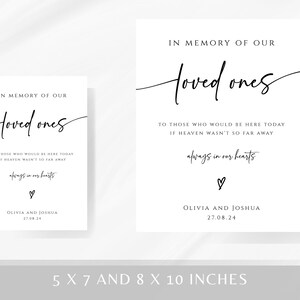 Wedding in Memory Sign Template, Modern Memorial Printable, Script ...