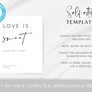 Love is Sweet Sign Template, Sweet Cart Sign, 5x7 & 8x10 Printable ...