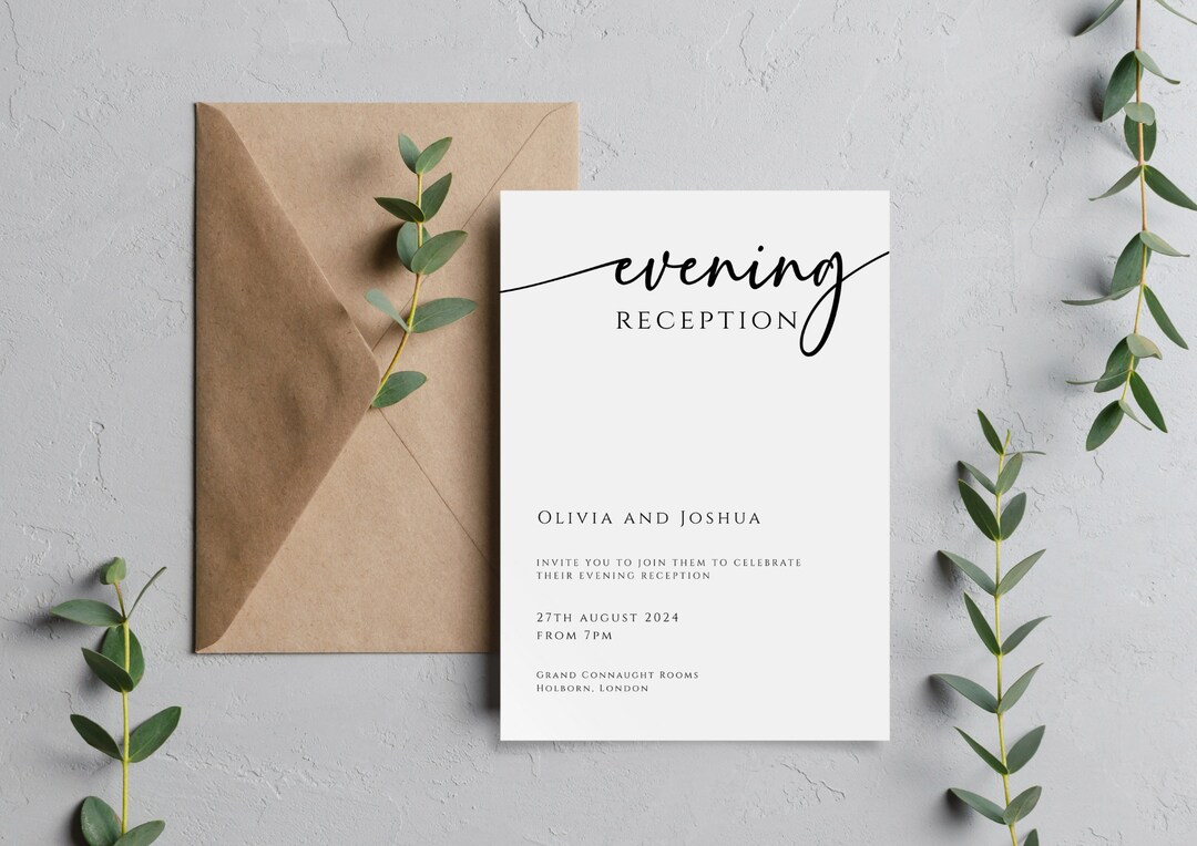 Wedding Evening Reception Invitation Template, Modern Wedding Reception ...