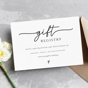 Gift Registry Card Template, Diy Wedding Registry Enclosure Card ...