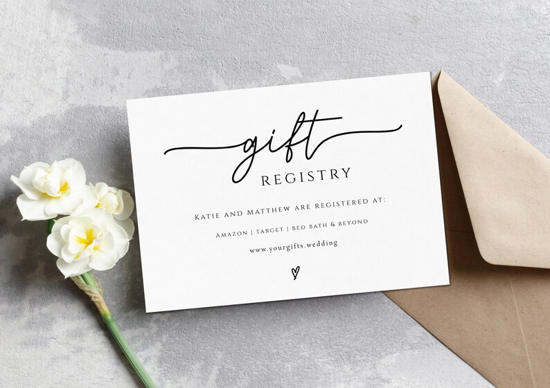 Gift Registry Card Template Diy Wedding Registry Enclosure - Etsy