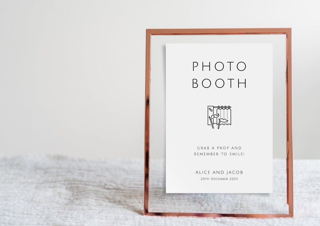 Editable Photo Booth Sign Template, Wedding Printable Sign With Icon ...