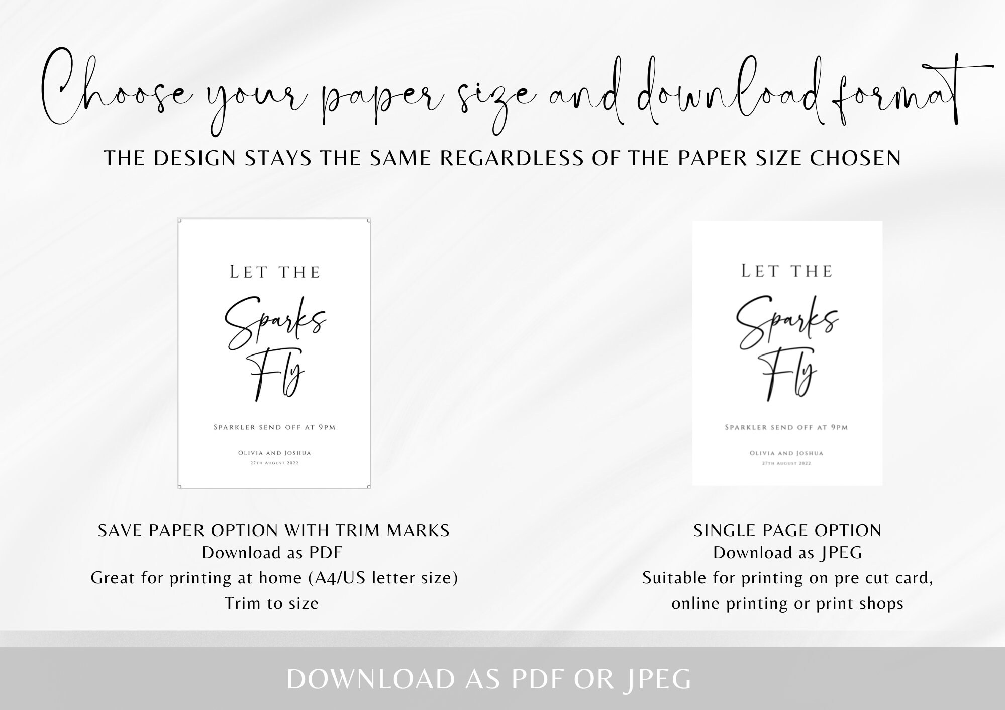 Let the Sparks Fly Sign Template, Wedding Sparkler Sign, Sparkler Send ...