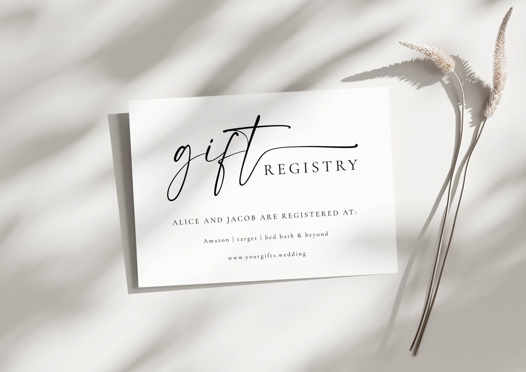 Gift Registry Card Template, Printable Wedding Registry Enclosure Card ...