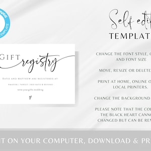 Gift Registry Card Template, Diy Wedding Registry Enclosure Card ...