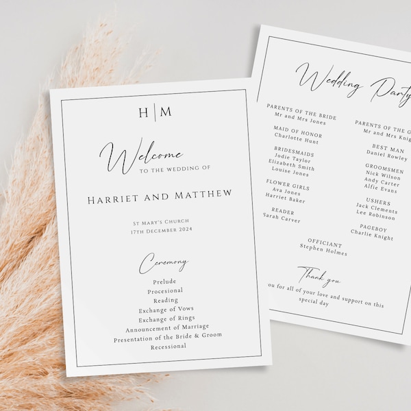 Wedding Program Template - Etsy