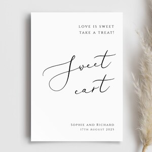Wedding Sweet Cart Sign Template, Elegant Script Love is Sweet Take a ...
