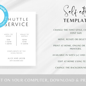 Modern Wedding Shuttle Sign Template, Minimal Black and White ...