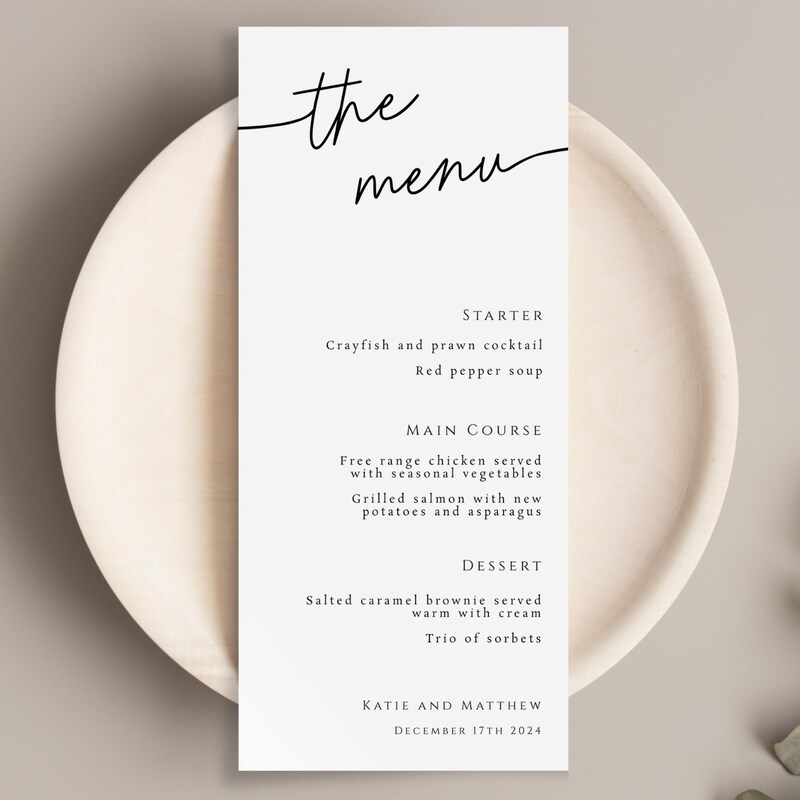 Wedding Dinner Menus - Etsy
