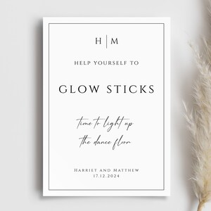 Glow Sticks Sign Template, Wedding Monogram Light up the Dance Floor ...