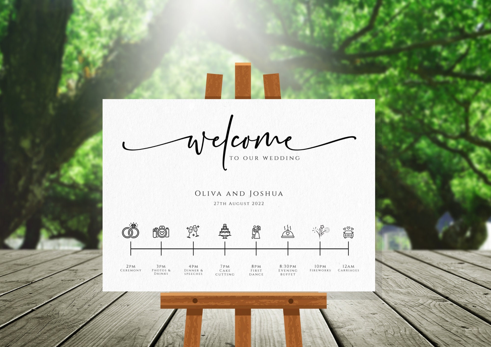 Wedding Welcome Timeline Sign Template With Icons Script - Etsy