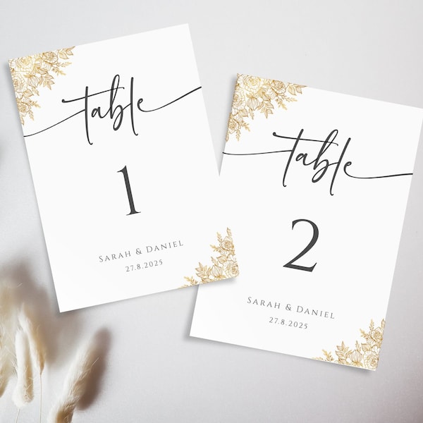 Gold Table Number - Etsy