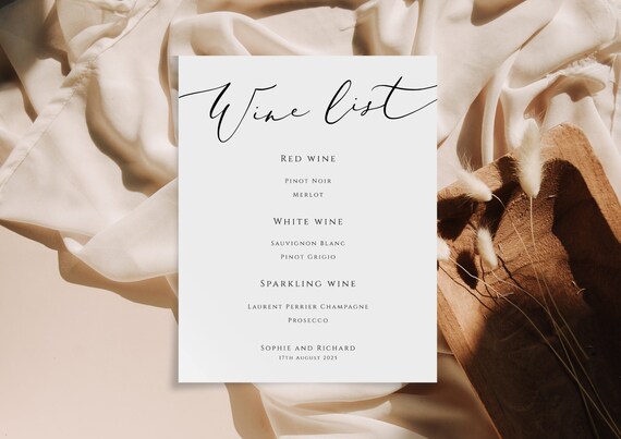 Wedding wine list store