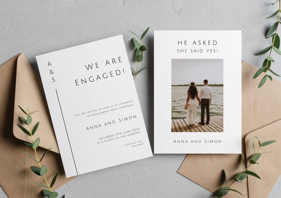 Modern Engagement Invitation Template, Minimalist Engagement Party ...