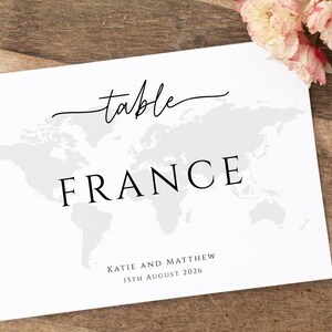 Editable Country Wedding Table Name Template, World Map Table Number ...