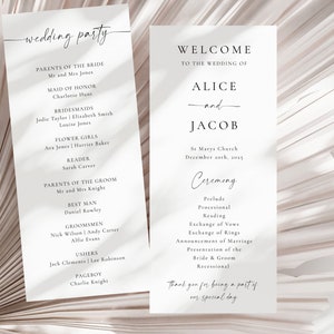 Wedding Program Printable Template, Editable Wedding Ceremony Program ...