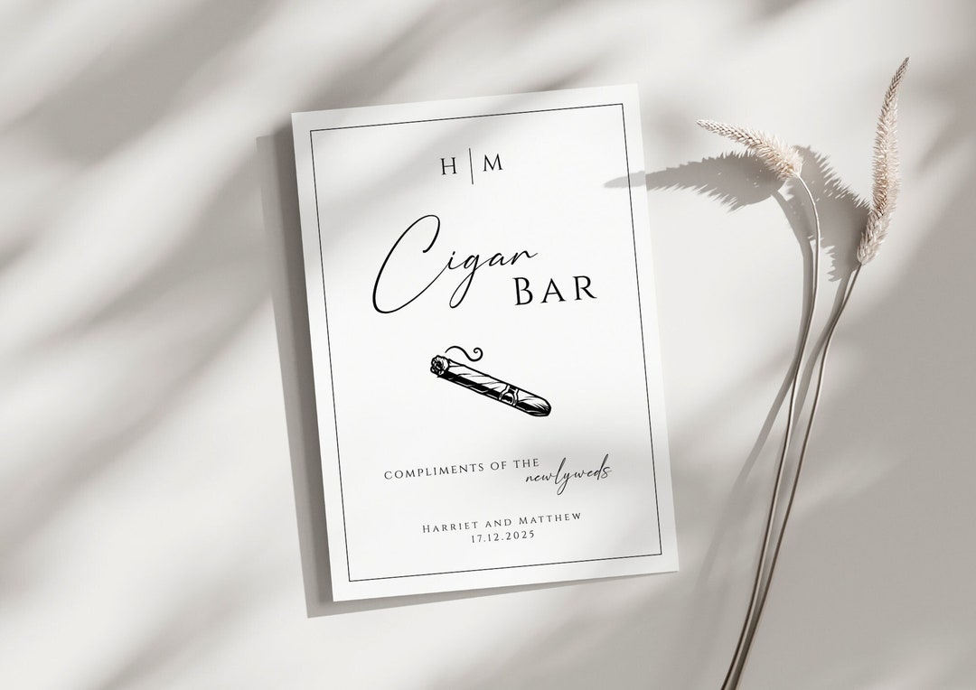 Monogram Cigar Bar Editable Sign Template, Wedding Printable Sign ...