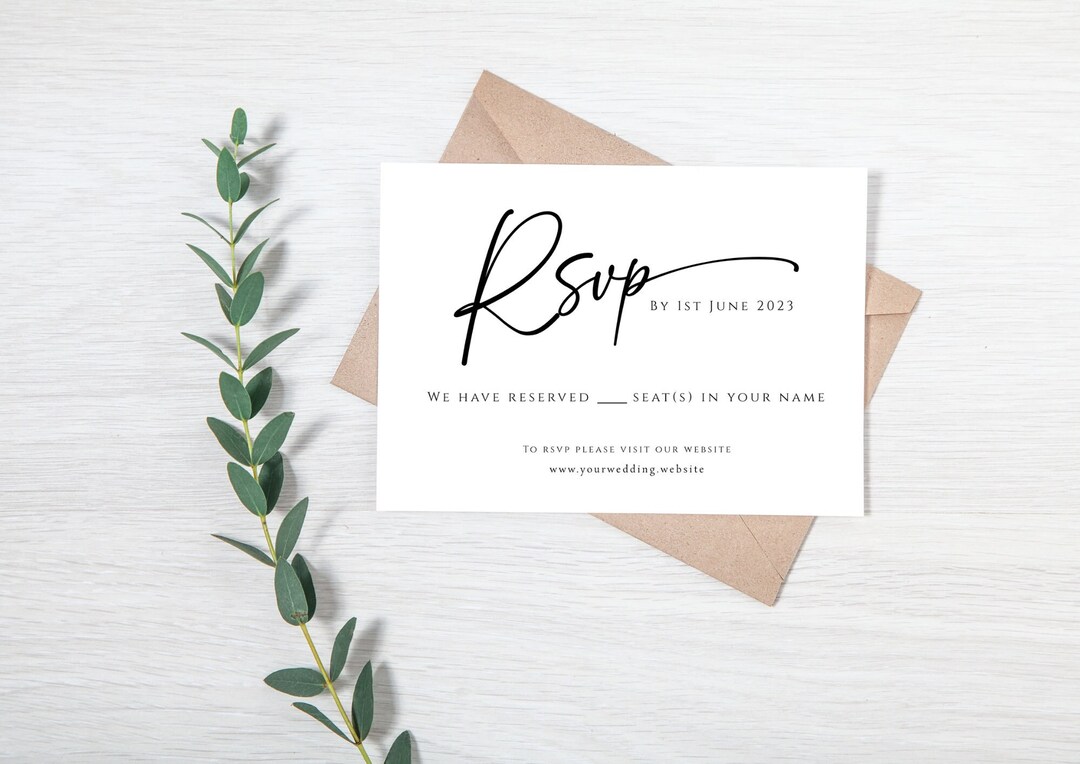 Wedding Rsvp Card Template, Diy Rsvp Card, Minimalist Wedding Response ...