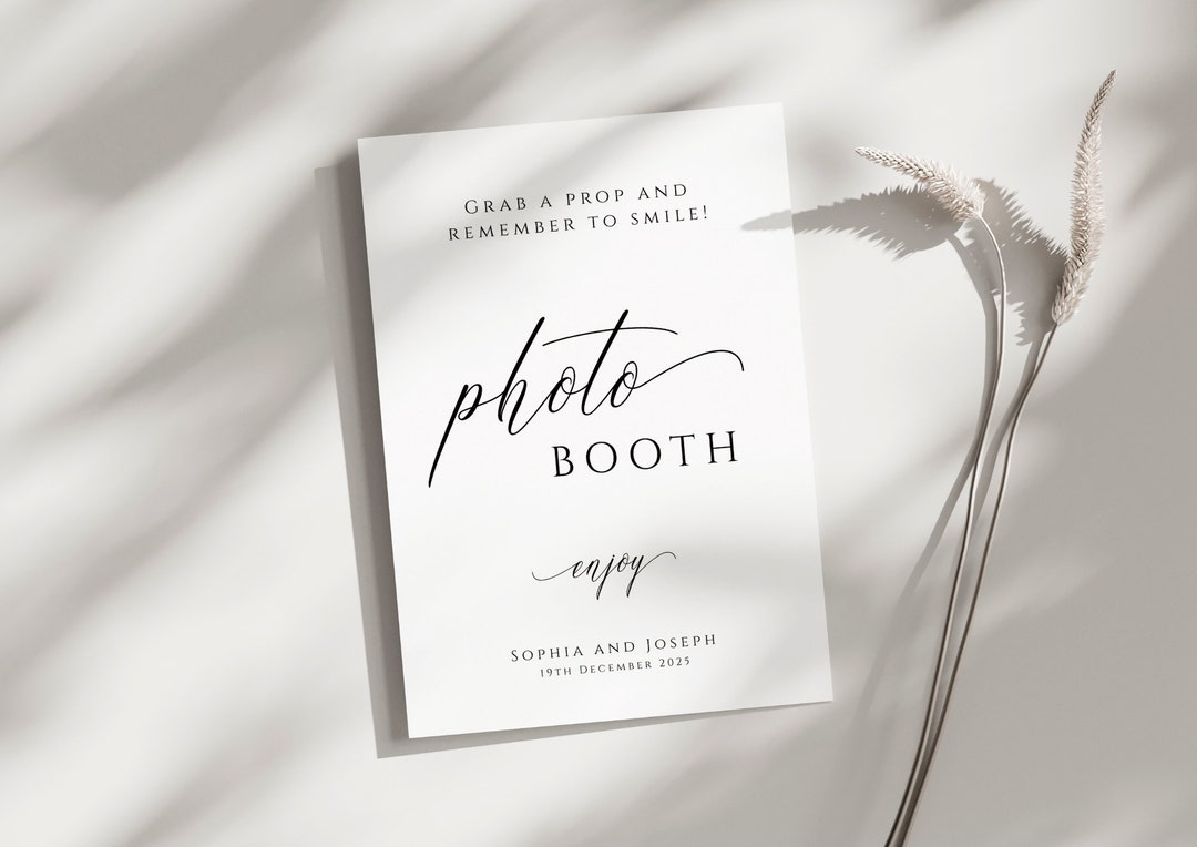 Photo Booth Sign Template Printable, Wedding Photo Booth Sign, Modern ...