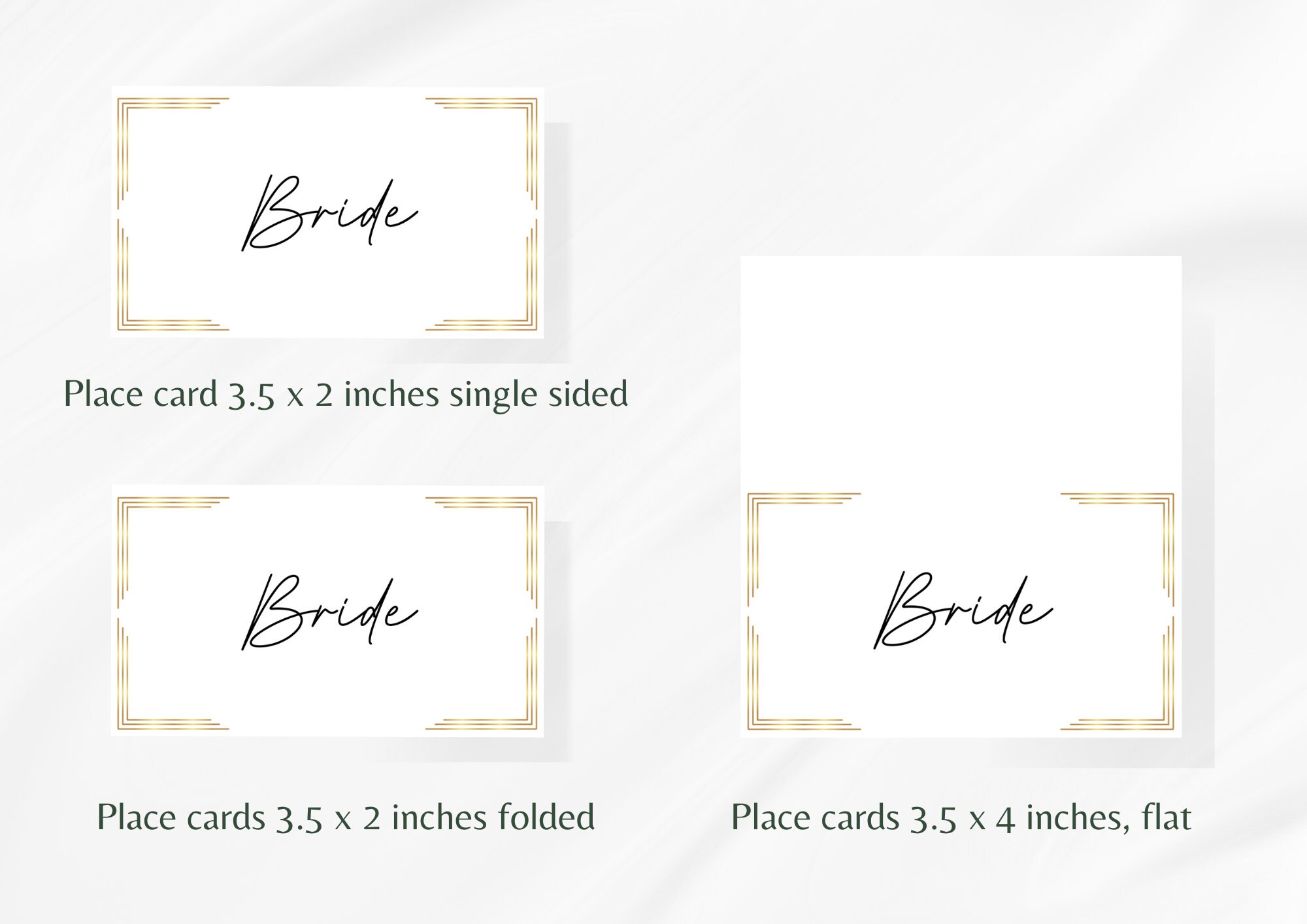 Gold Wedding Place Card Template, Gold Frame Name Card, Editable Tent ...