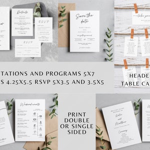 Simple Wedding Template Bundle, Diy Wedding Stationary Kit, Modern ...