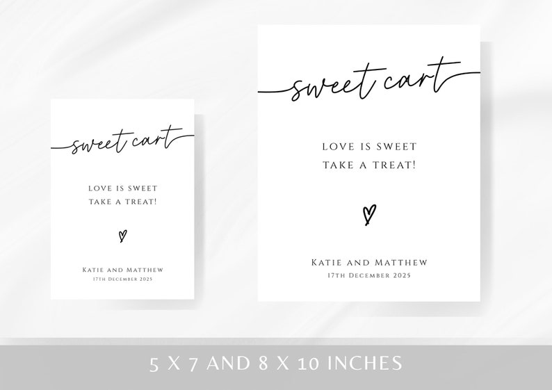 Wedding Sweet Cart Sign Template, Wedding Printable Love is Sweet Take ...