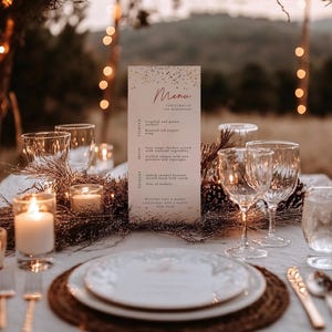 Gold Christmas Dinner Party Menu Template, Printable and Editable Tall ...