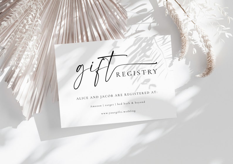Gift Registry Card Template, Printable Wedding Registry Enclosure Card ...