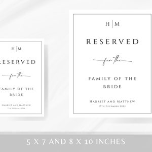 Wedding Reserved Sign Template, Monogram Reserved for Brides or Grooms ...