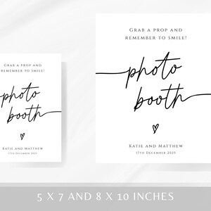 Photo Booth Sign Template, Wedding Photo Booth Sign Printable, Simple ...