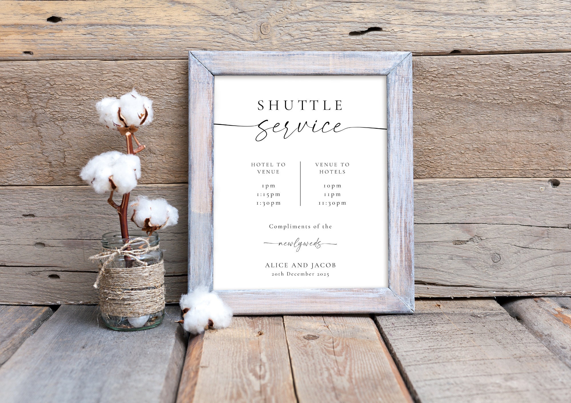 Wedding Shuttle Bus Printable Template, Modern Script Wedding ...