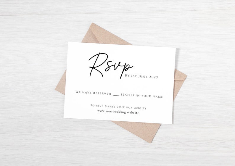 Wedding Rsvp Card Template Diy Rsvp Card Simple Wedding - Etsy