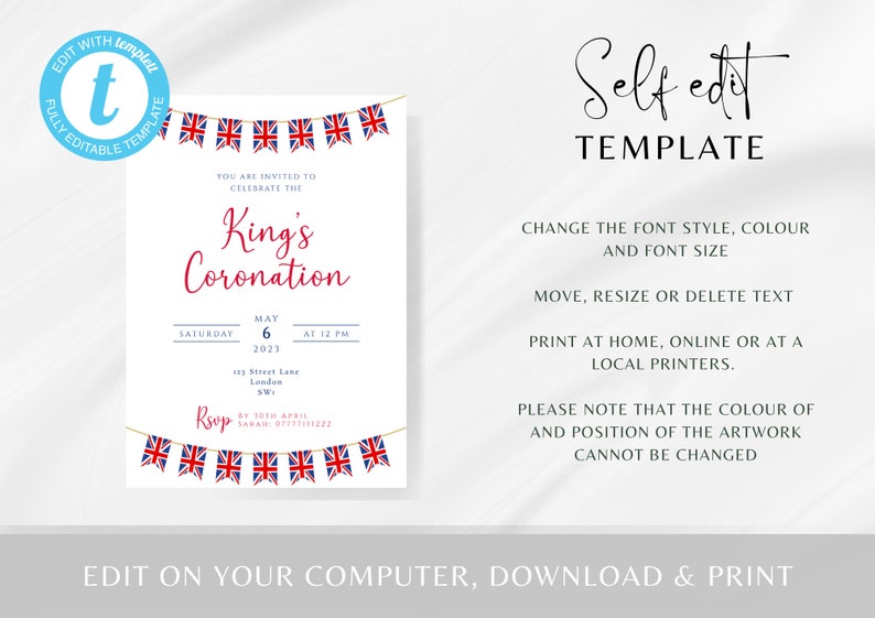 Coronation Party Invitation Template Printable Kings - Etsy