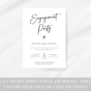 Engagement Party Invitation Printable, Modern Photo Engagement Invite ...