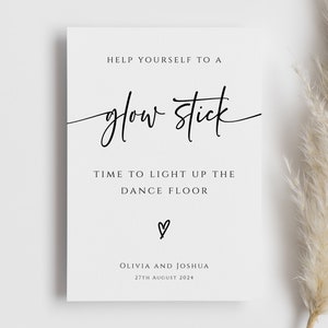 Wedding Glow Stick Sign Template, Modern Help Yourself to Glow Sticks ...