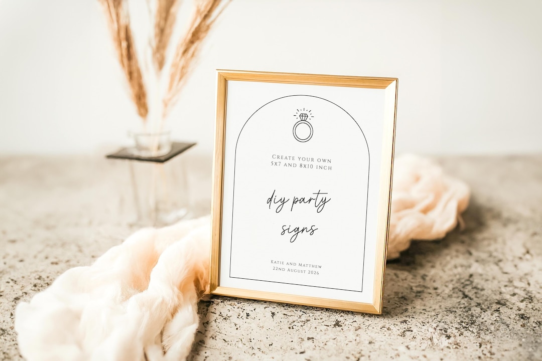 Diy Arch Engagement Sign Templates, Printable Black Arch and Engagement ...