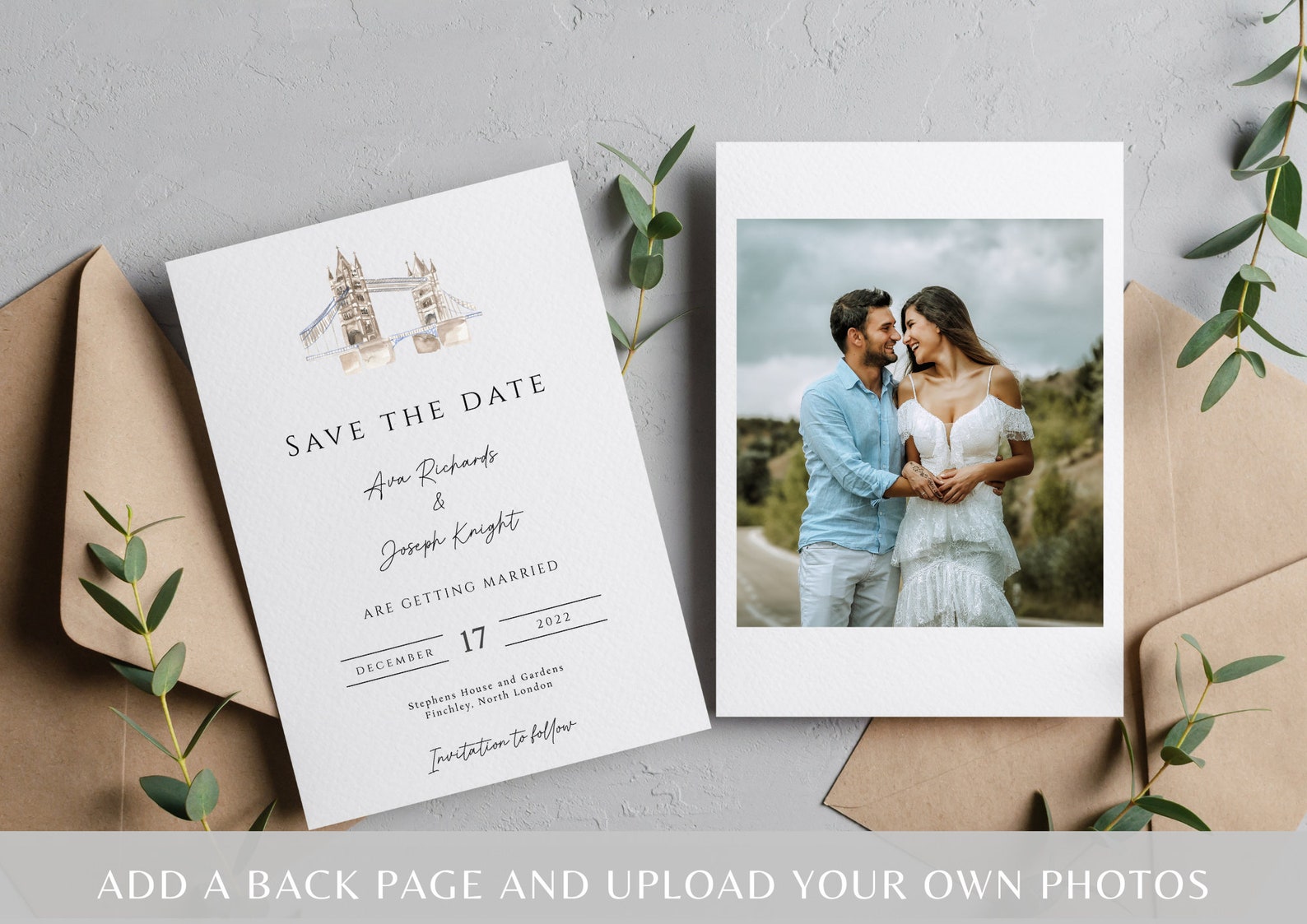 London Invitation Template, Destination Wedding Save the Date Template ...