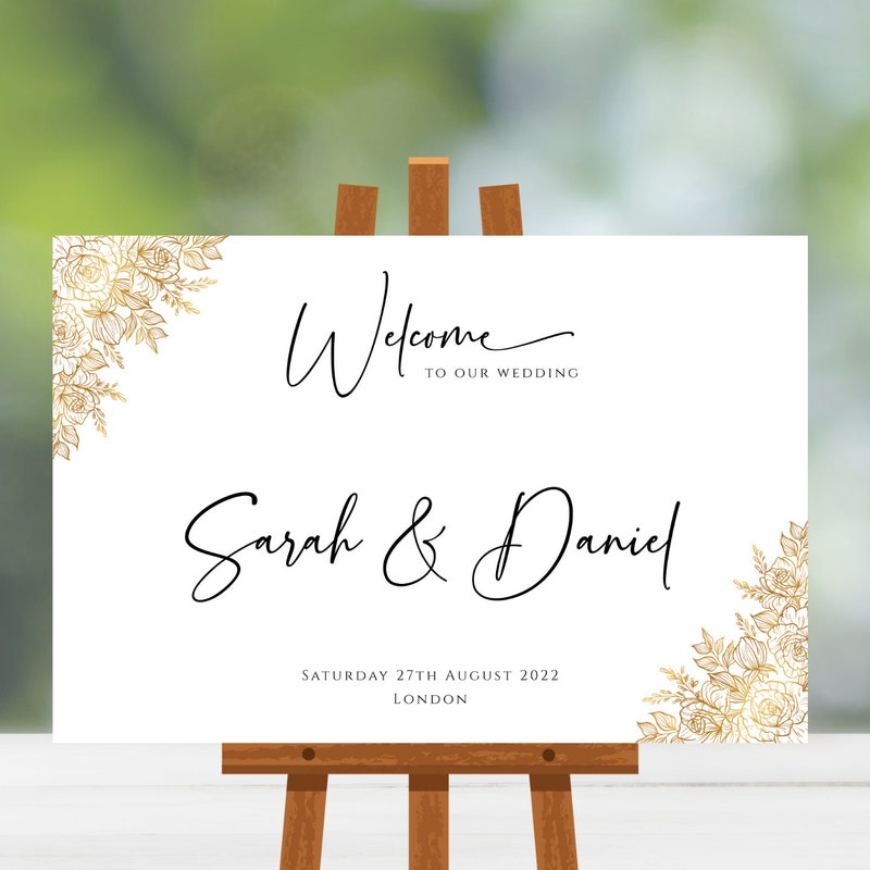 Gold Welcome Sign Wedding - Etsy
