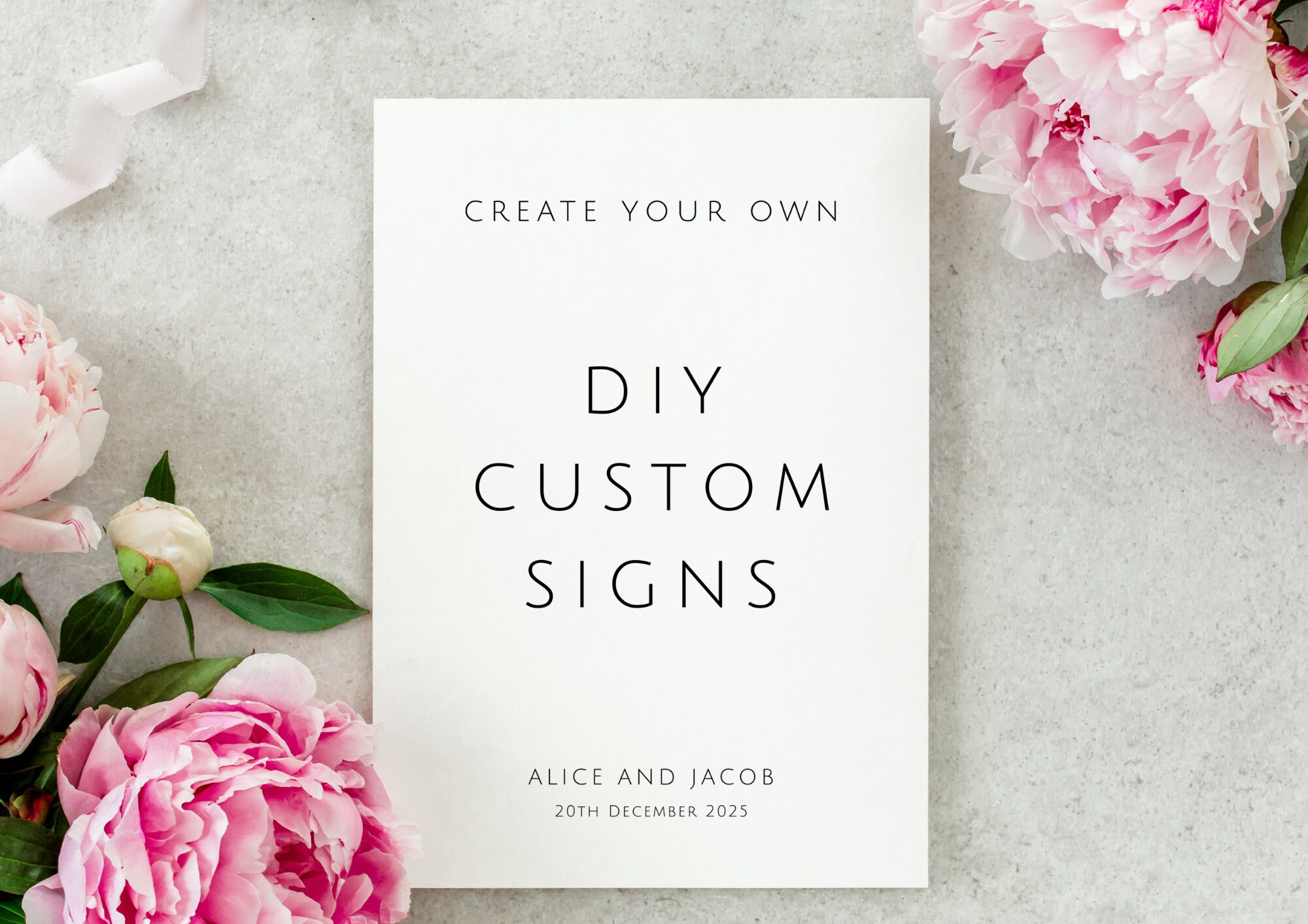 DIY Wedding Signs, Printable Templates, Editable Minimalist Black ...