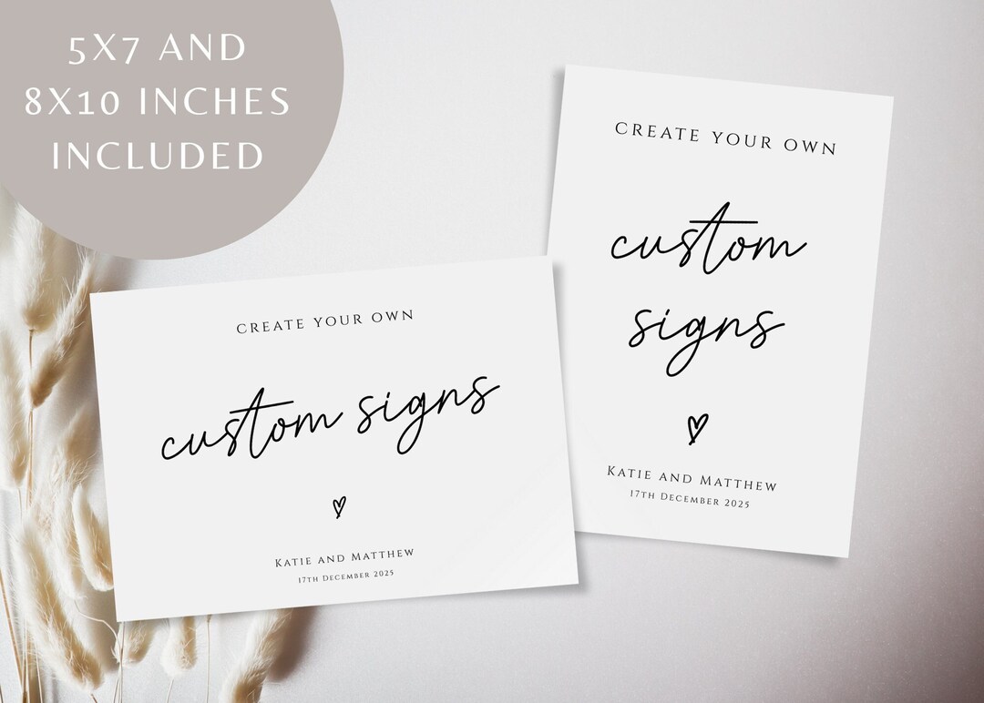 Wedding Sign Template, Create Your Own Diy Wedding Signs, Modern ...