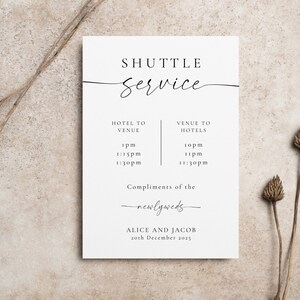 Wedding Shuttle Bus Printable Template, Modern Script Wedding ...
