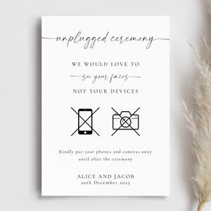 Wedding Unplugged Ceremony Printable Sign Template, Editable Table Top ...