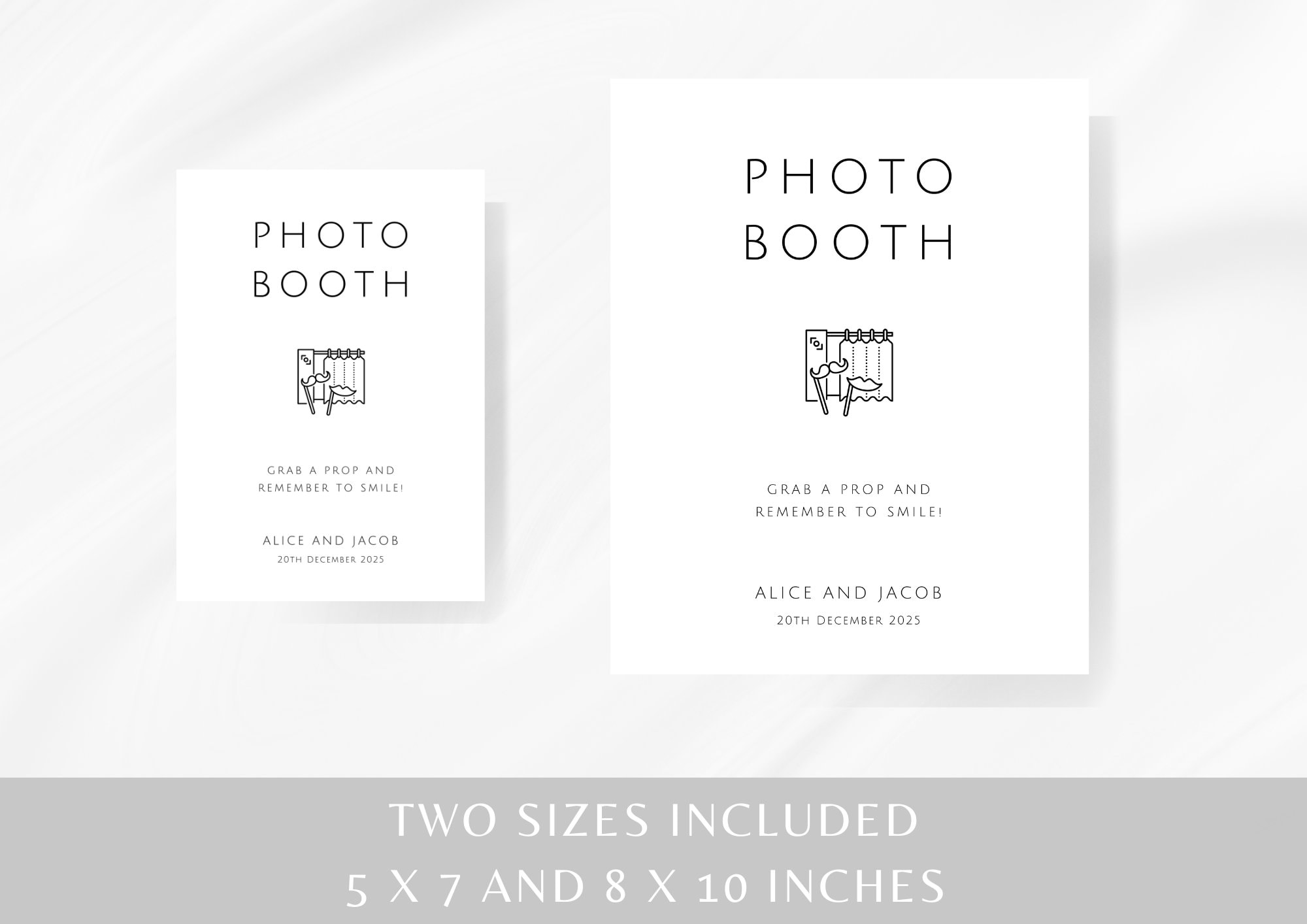 Modern Wedding Photo Booth Sign Template: Simple DIY Printable (digital ...