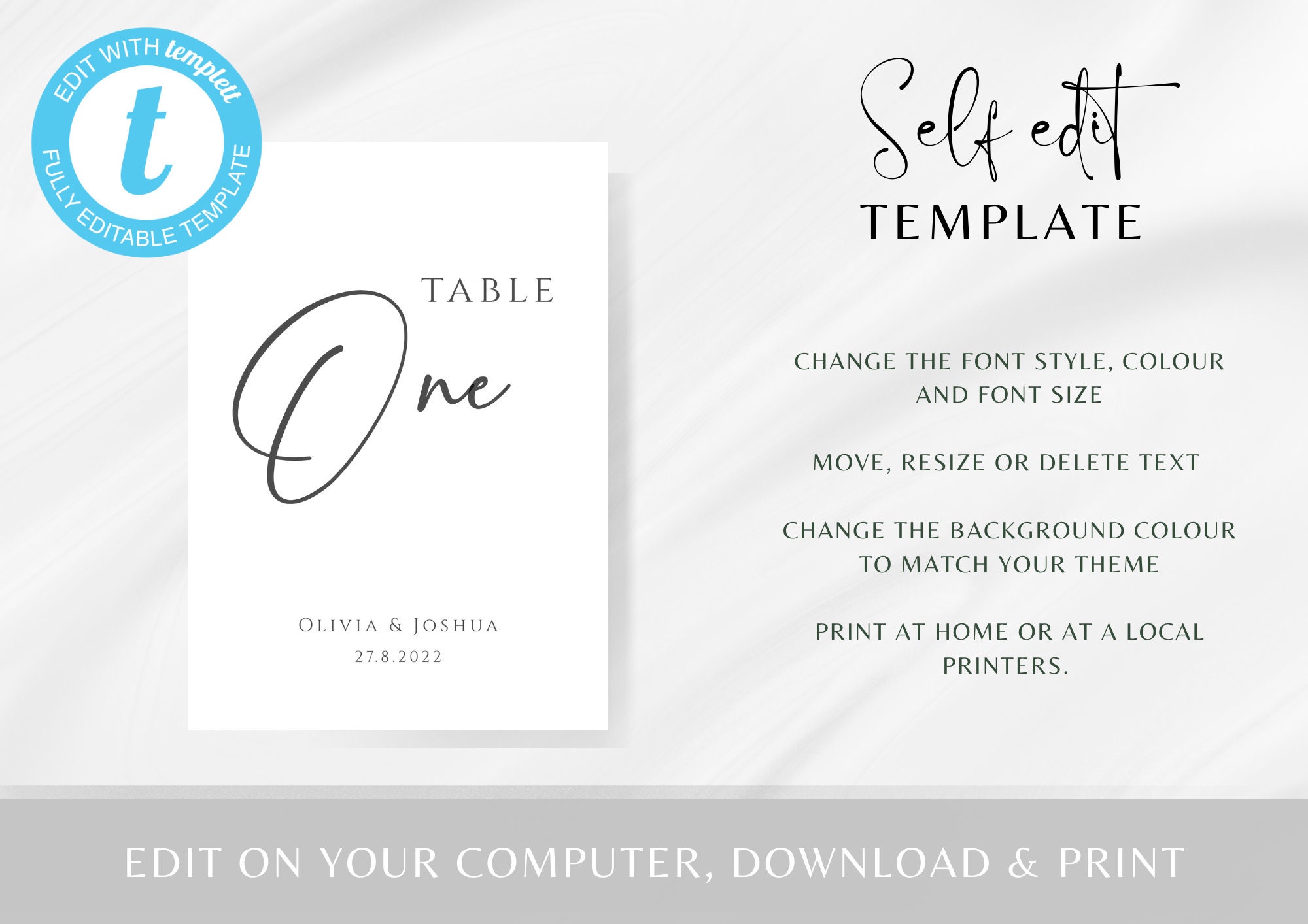 Modern Table Number Template Simple Wedding Table Number - Etsy