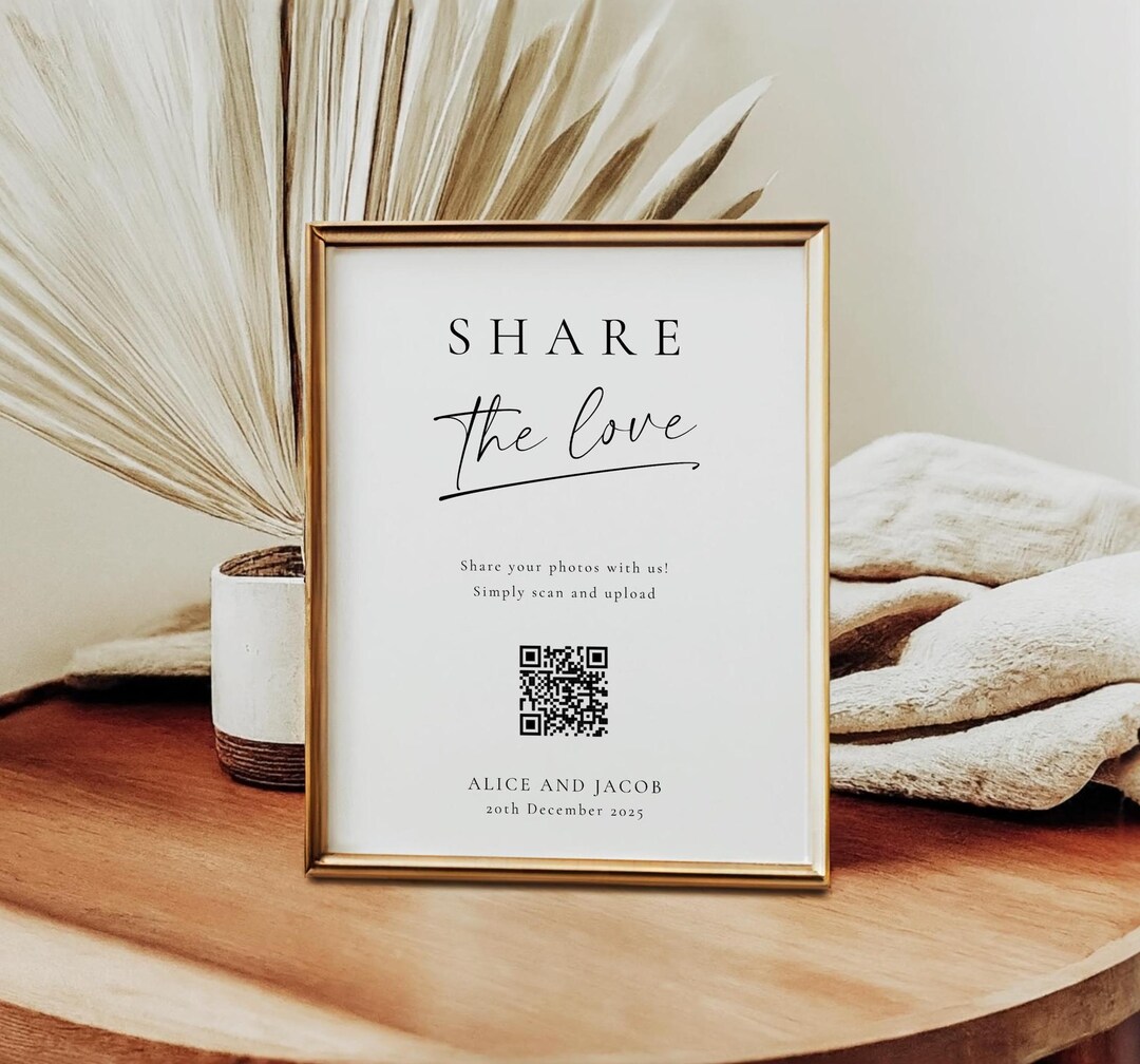 Modern Share the Love Wedding Sign Template, Printable Photo Sharing ...